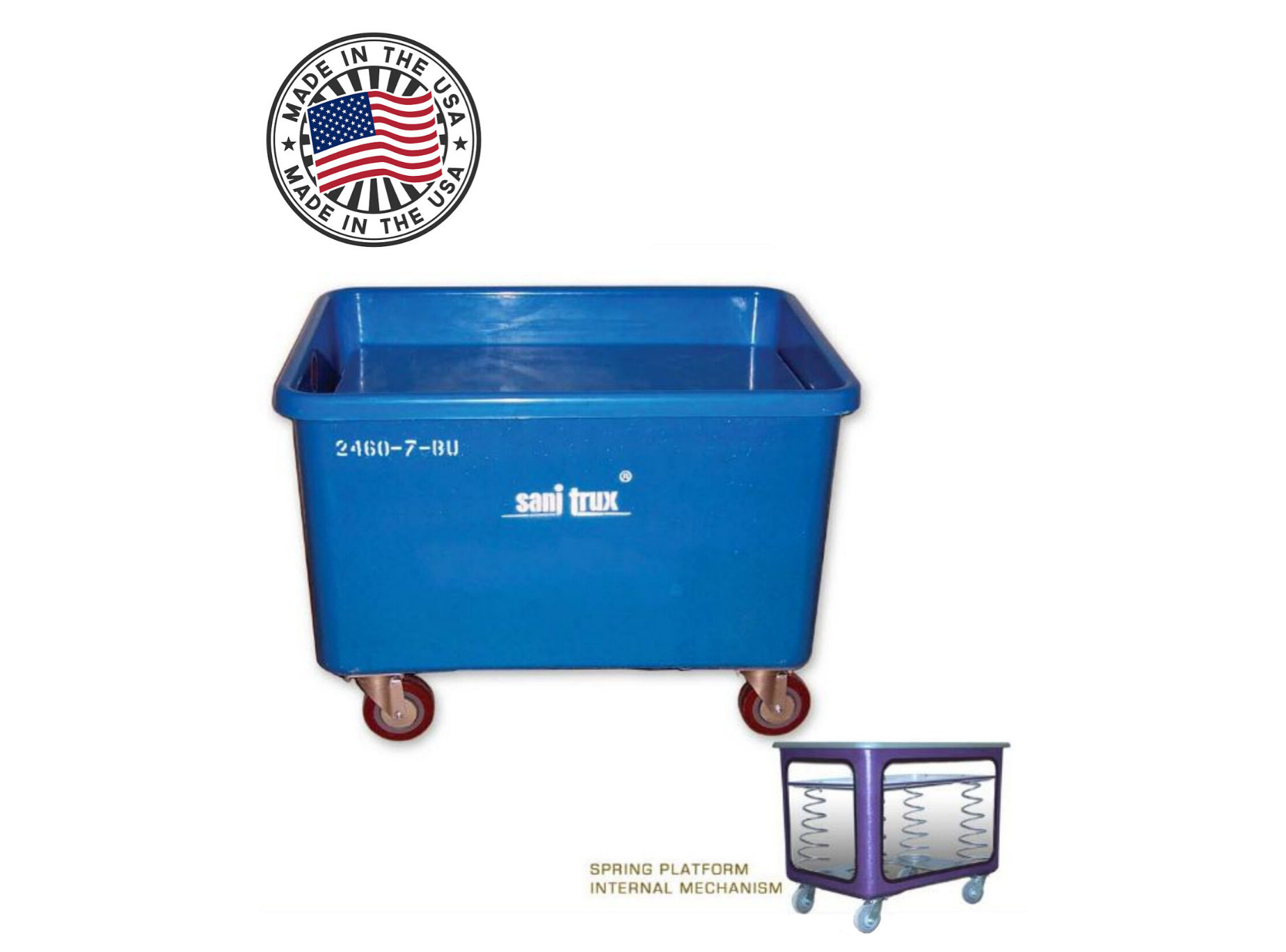 Sanitrux® Spring Platform Heavy Duty Laundry Cart 2460-7 | RW Martin