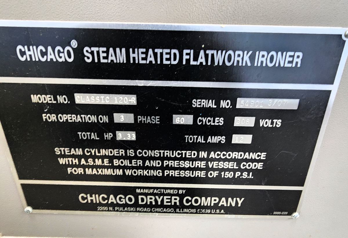 Used Chicago Steam Heated Flatwork Ironer, Model Imperial 28 Classic ...